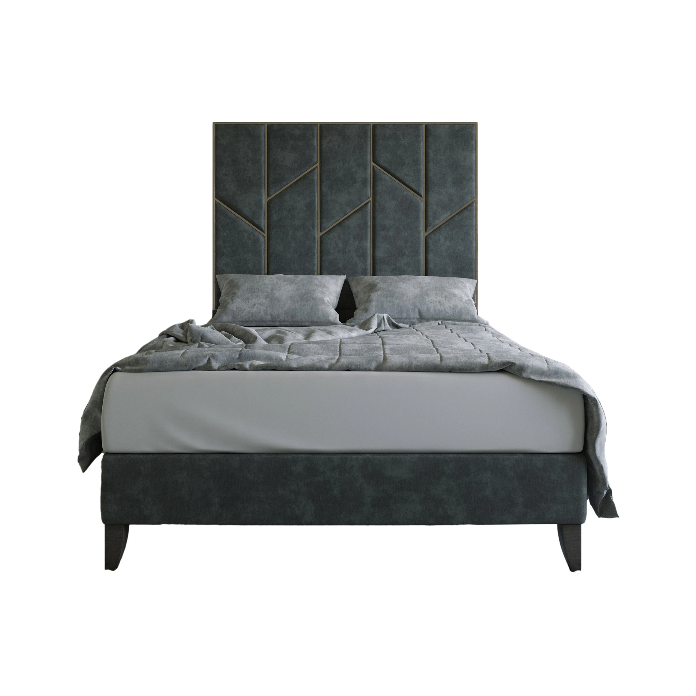 Marcella Deluxe Velvet Static Bed Frame - Lovely Emerald / King (150 x ...