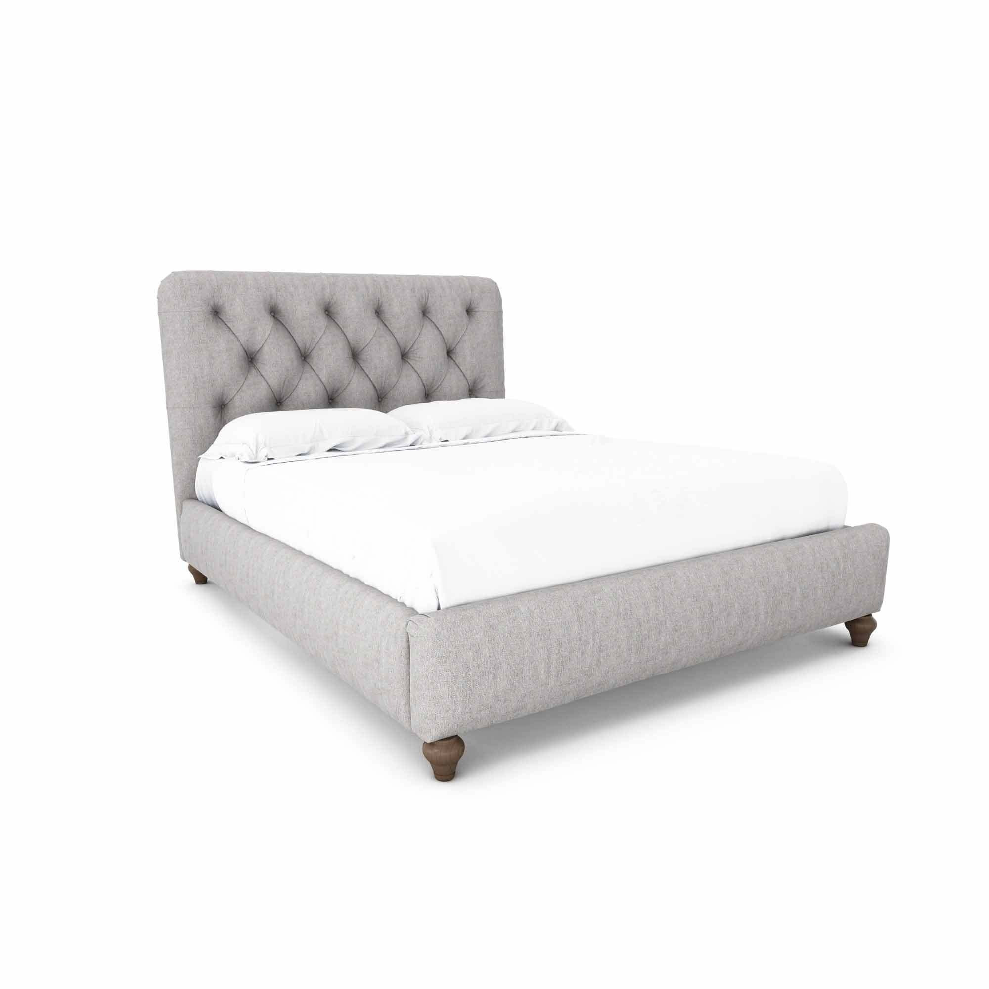 Button Low End Velvet Bed Frame - Malta Lagoon Grade A / King (150cm ...