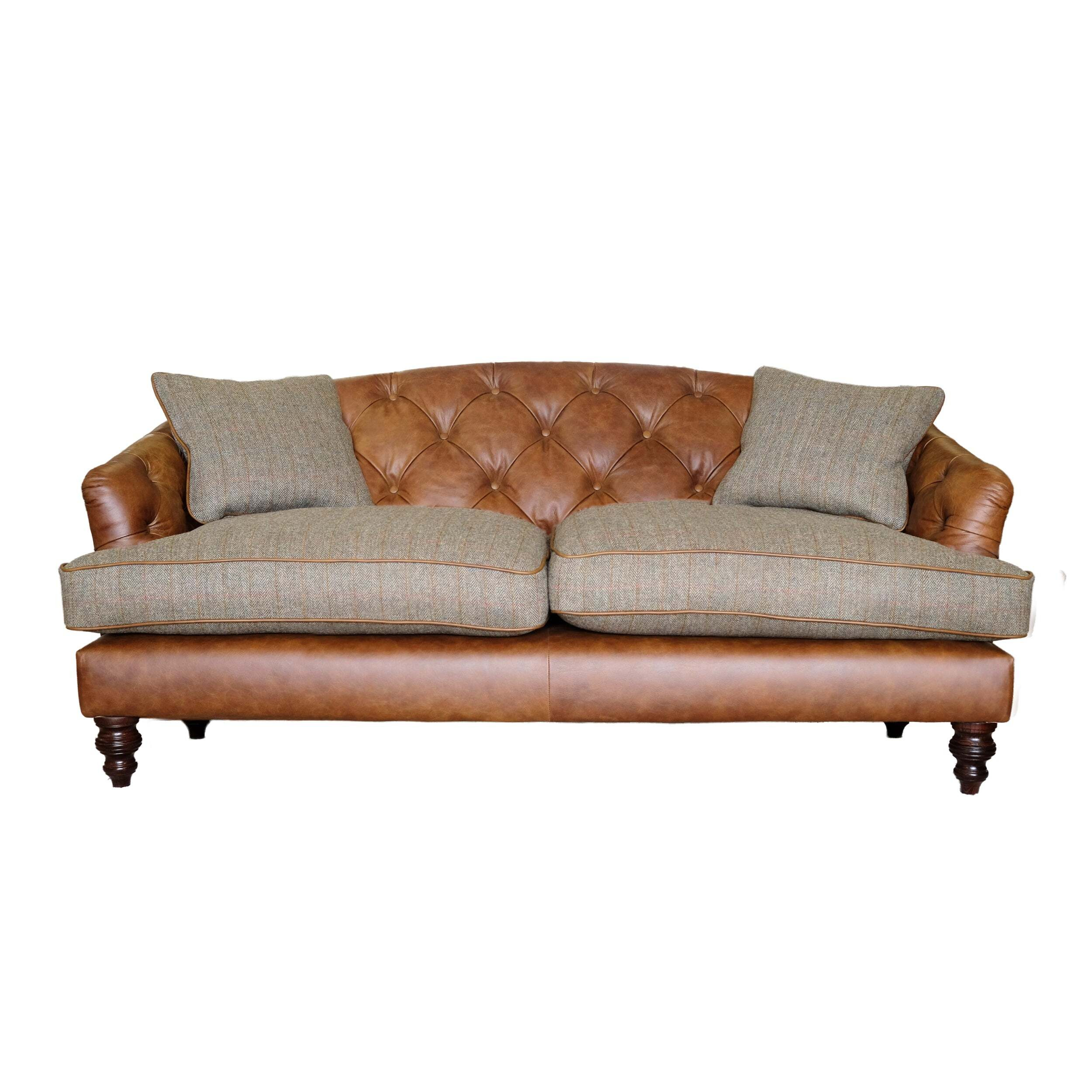 Tetrad Dalmore Petit Fabric/Leather Sofa - Comanche Timber / Peat ...