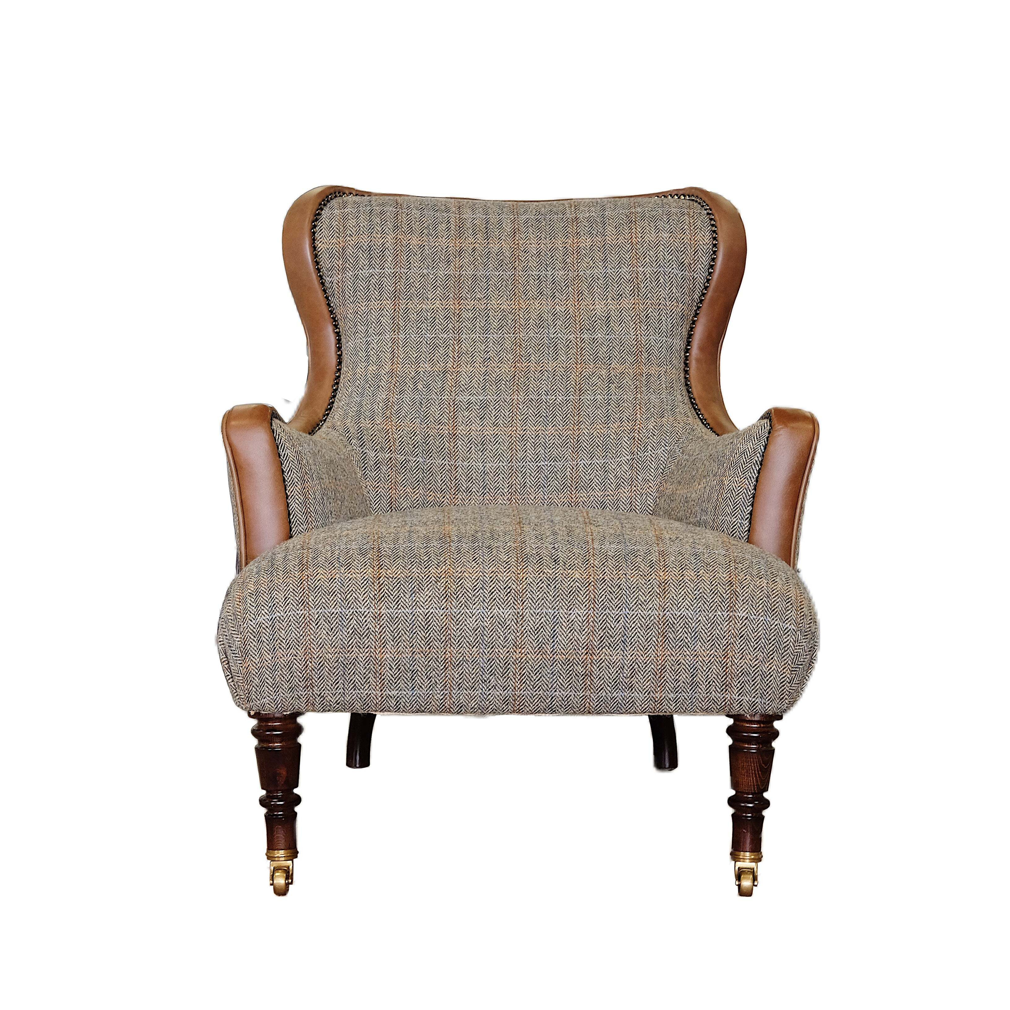 Tetrad Nairn Fabric/Leather Armchair - Galveston Tan / Basalt ...