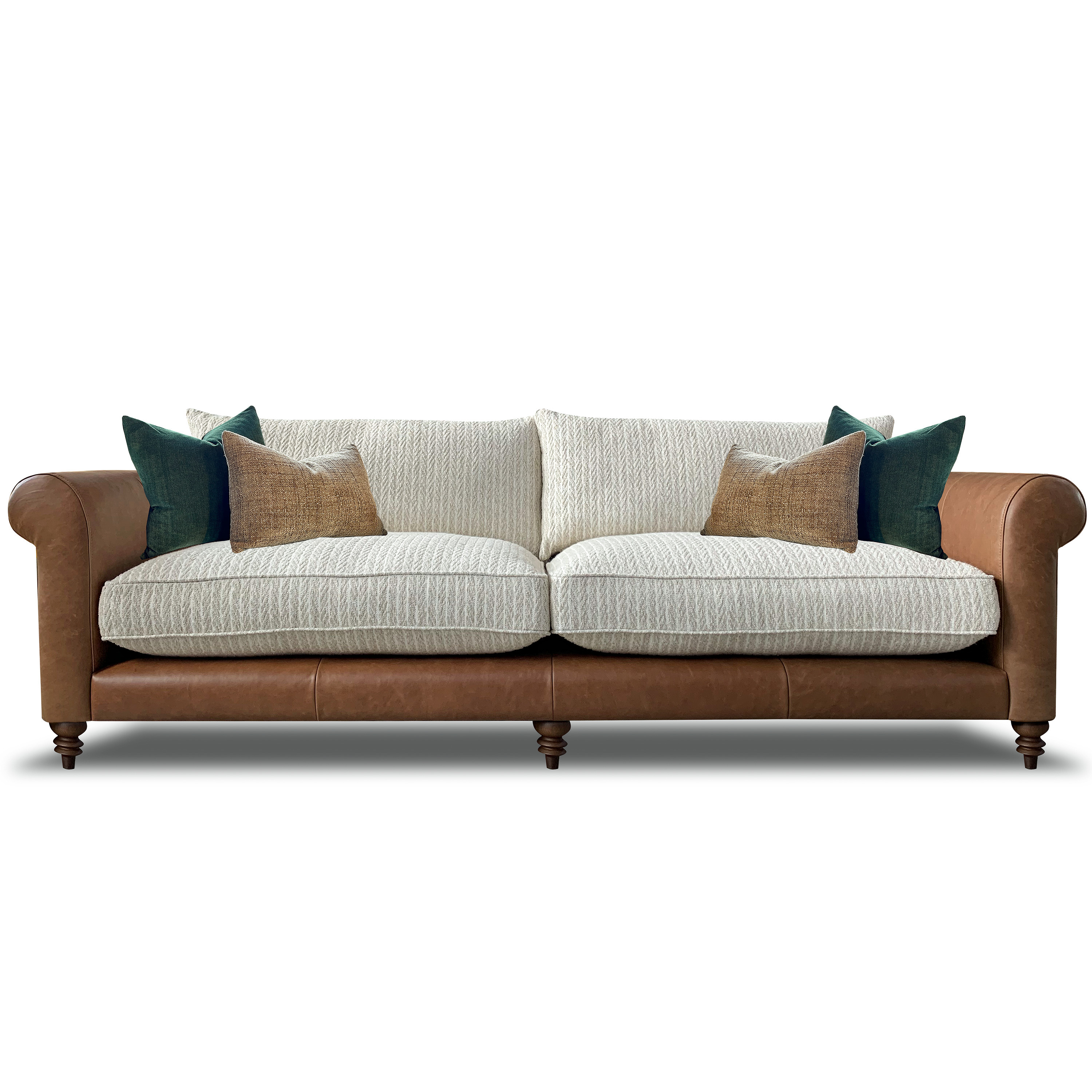 Alexander & James Ralphie 4 Seater Leather/Fabric Sofa - Soul Camel / Knit Mink by Andersons of ...