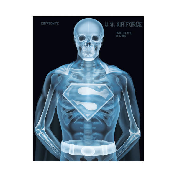 Superman Skeleton, Neon Artwork, 92cm x 120cm, Black/Blue/Red - Andrew ...