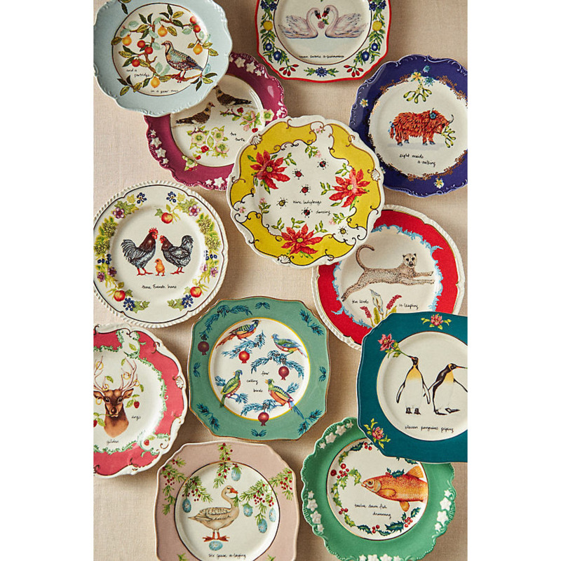 Lou Rota for Anthropologie Twelve Days of Christmas Dessert Plate by ...