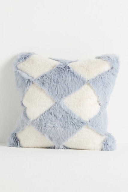 Chella Checkered Faux-Fur Pillow by Anthropologie | ufurnish.com
