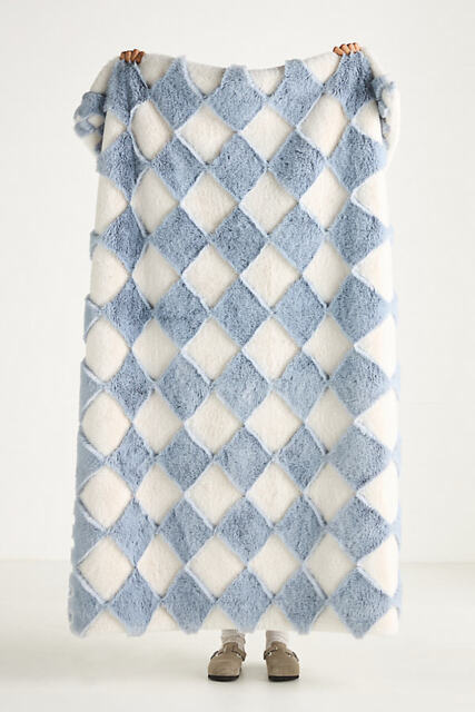Checkered Sculpted Faux-Fur Throw by Anthropologie | ufurnish.com