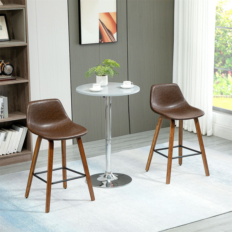 HOMCOM Bar Stools Set of 2, Breakfast Bar Chairs, Tall Kitchen Stools ...