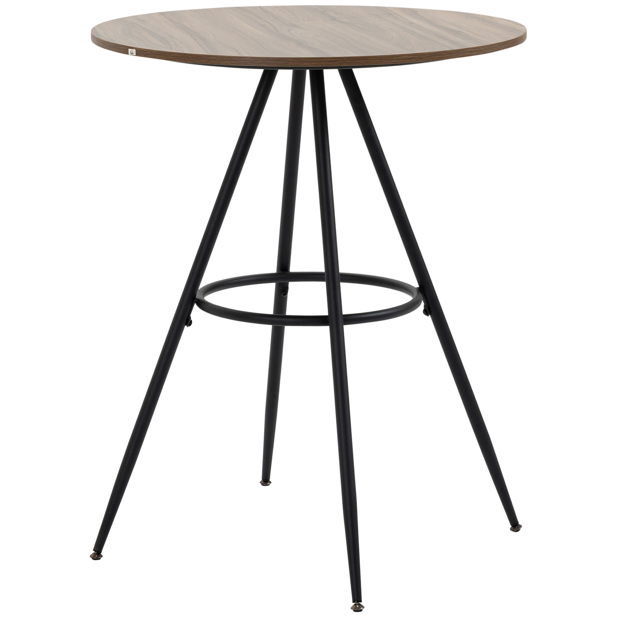 HOMCOM Round Counter Bistro Bar Table with Fixed Tabletop and Steel ...