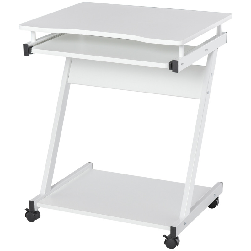 HOMCOM Movable Compact Small Computer PC Desk with 4 Moving Wheels ...