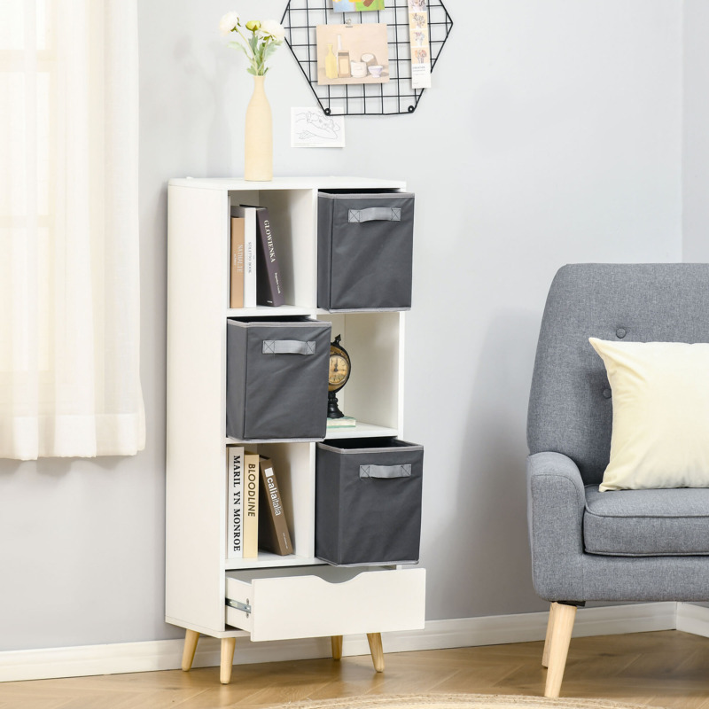 HOMCOM Modern Bookcase with 6 Cubes, Bookshelf, Free Standing Display ...