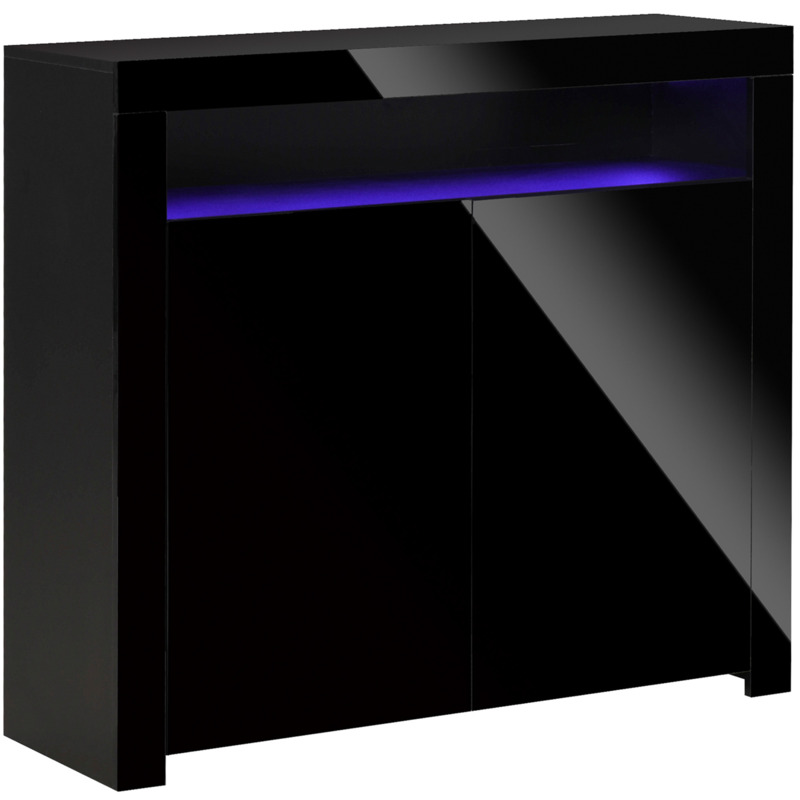 HOMCOM High Gloss LED Cabinet Cupboard Sideboard Buffet Console with ...