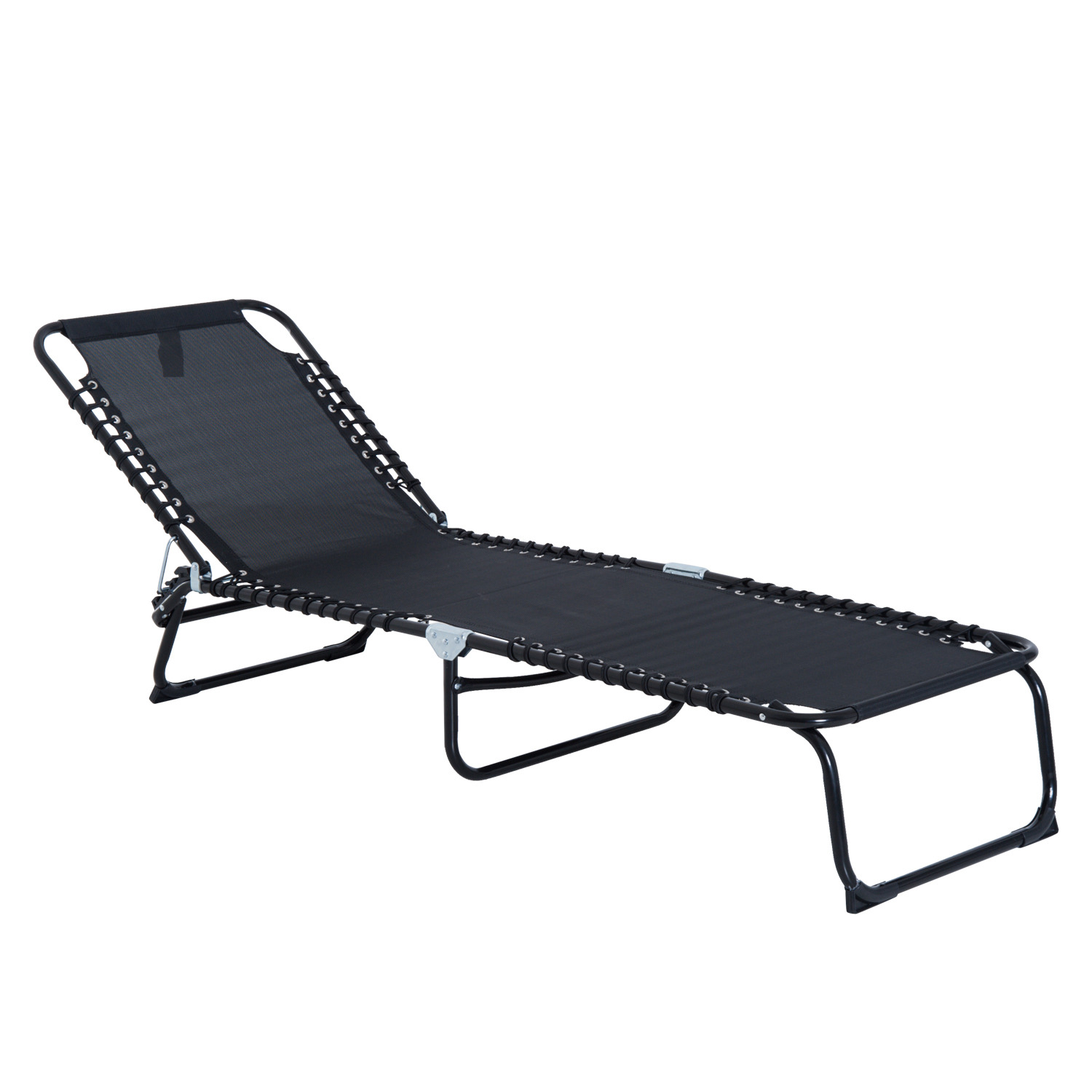 Outsunny Folding Sun Lounger Beach Chaise Chair Garden Reclining Cot ...