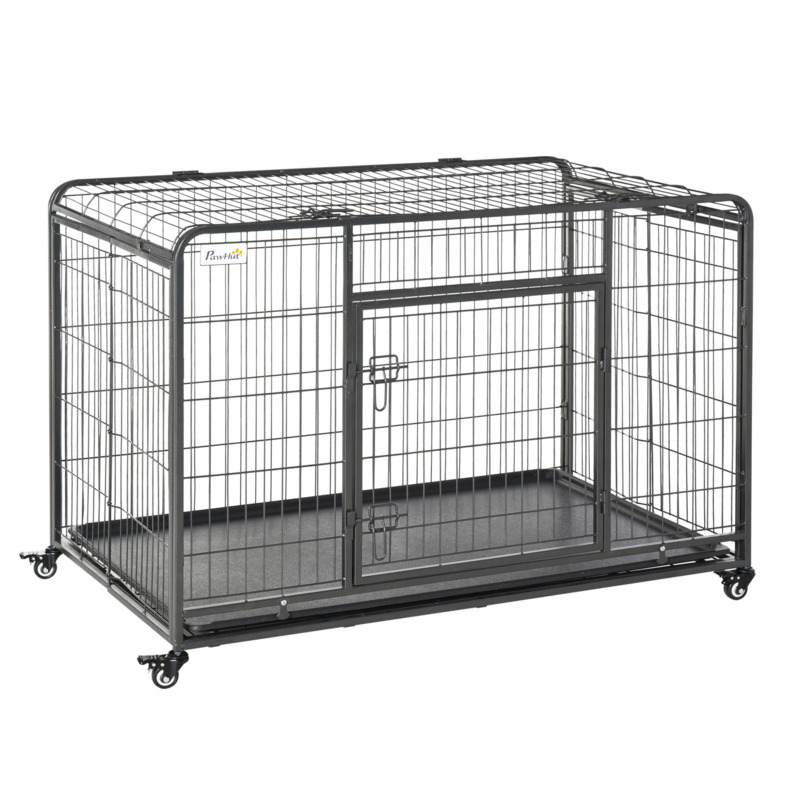 PawHut Heavy Duty Dog Crates Foldable Doge Kennel and Dog Cage Pet ...