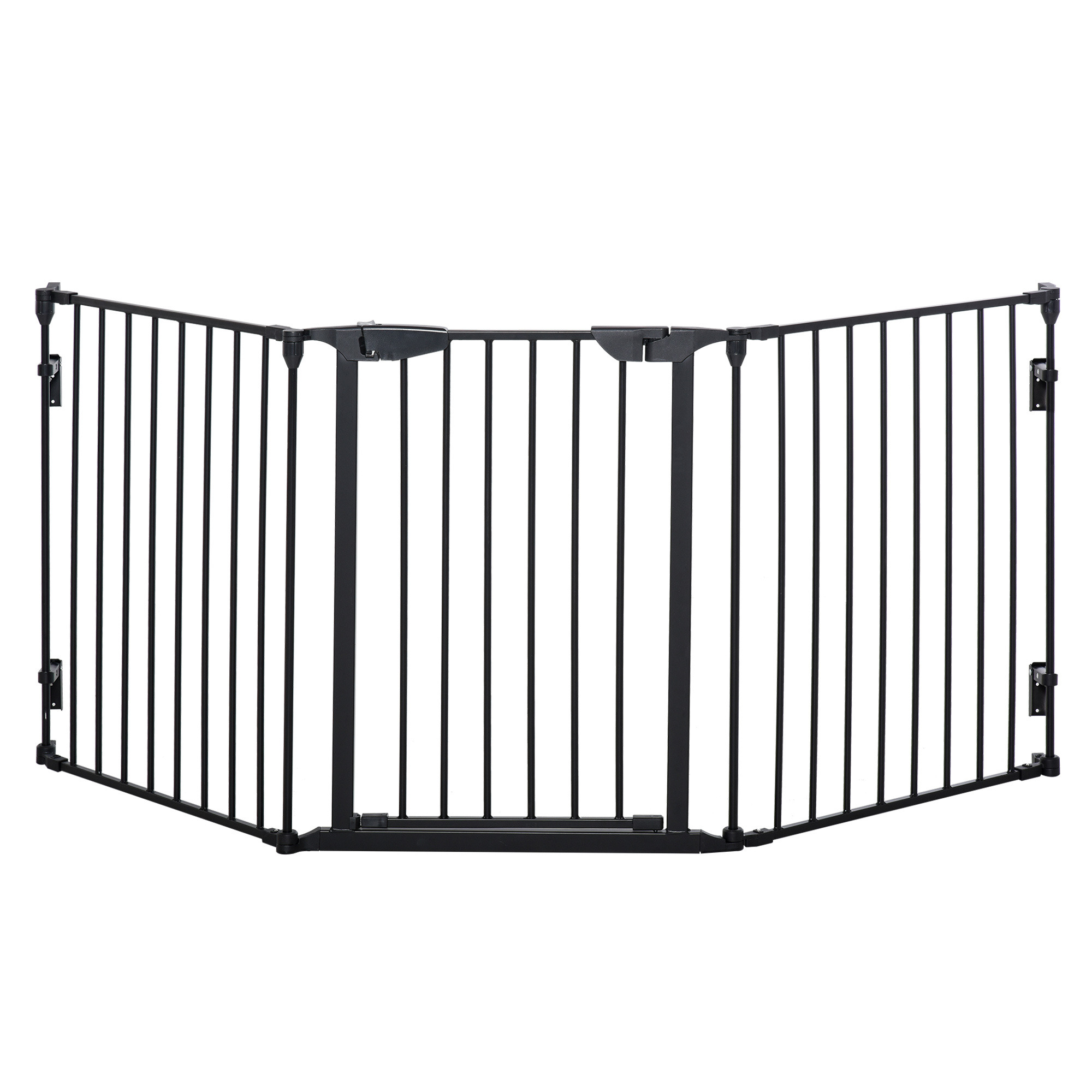 PawHut Pet Gate 3-Panel Playpen Metal Safety Fence Stair Gate For Dogs ...