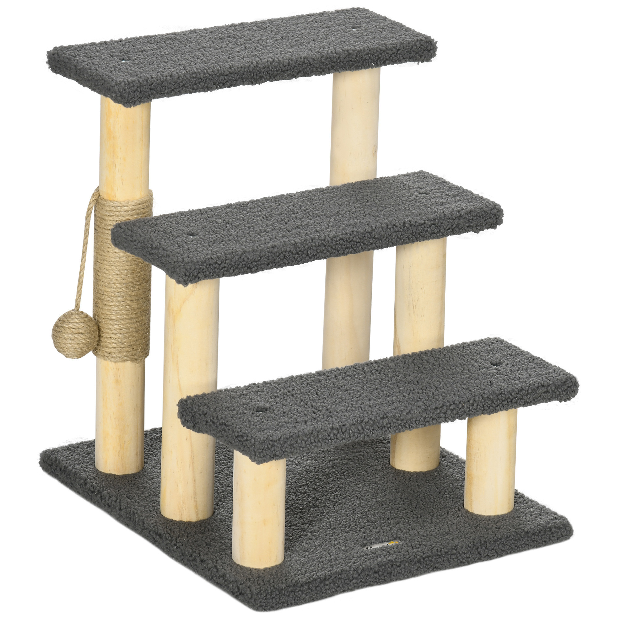 PawHut 48cm Cat Tree, 3-Layer Kitty Ladder, Cat Climbing Toy, Cat Tower ...