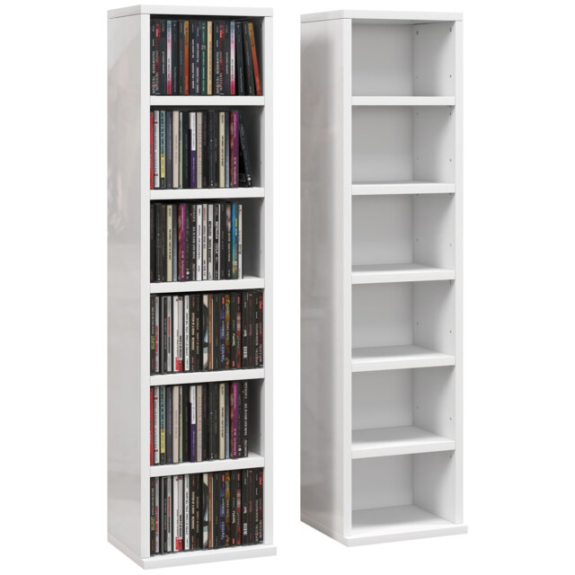 HOMCOM Set of Two 102 CD Storage Units - High Gloss White - Aosom UK by ...
