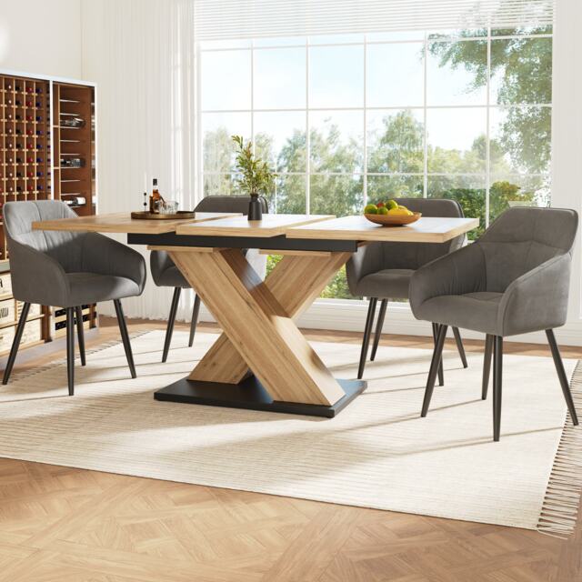 Extendable Dining Table with Adjustable Feet, Silent Expansion ...
