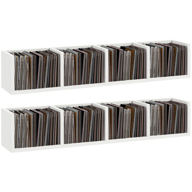 HOMCOM Wall Mount 84 CD / 56 DVD/Blu-ray/ Media Storage Rack 4 Cubes ...