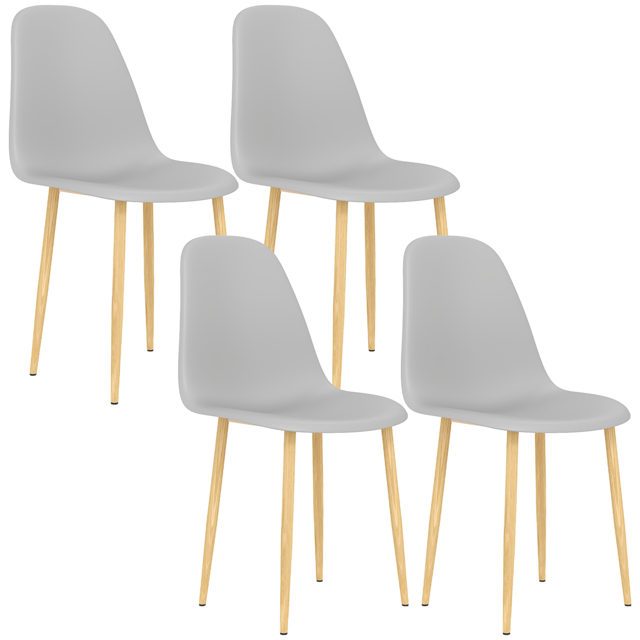 HOMCOM Modern Dining Chairs Set of 4, Kitchen Chairs with Backrest and ...