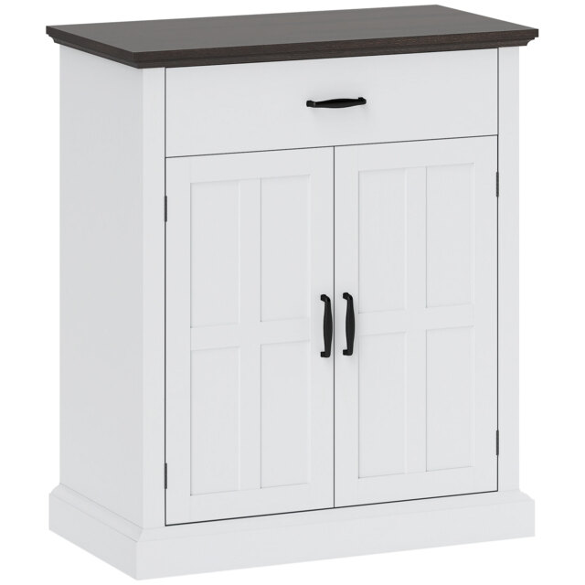 HOMCOM Farmhouse Sideboard with 3 cm Thick Top 2 Barn Doors - White by ...