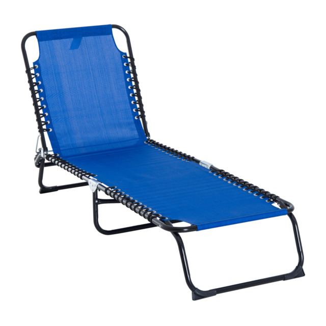 Outsunny Beach Sun Lounger, Folding Chaise Chair, Garden Recliner with ...