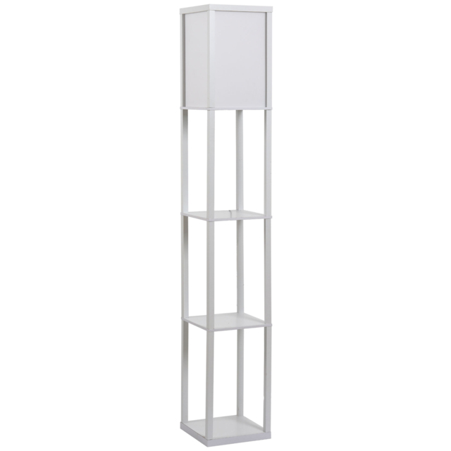 HOMCOM Standing Lamp, Floor Lamp with 3-Tier Storage Shelf, Reading ...