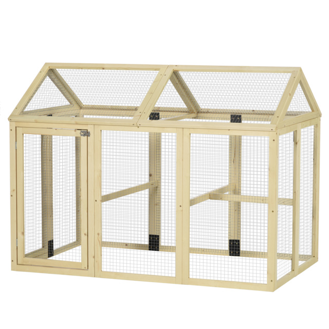 PawHut Large Chicken Run, Wooden Chicken coop, with Combinable Design ...