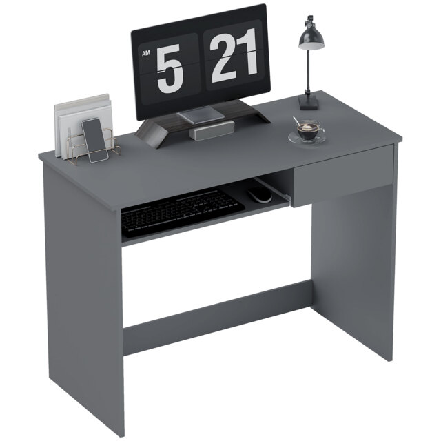 HOMCOM Compact Computer Desk with Keyboard Tray, Home Office Desk with ...