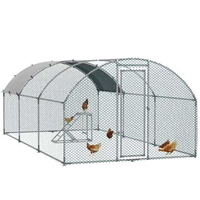 PawHut Walk In Chicken Run with Chicken Activity Shelf and Cover, 2.8 x ...