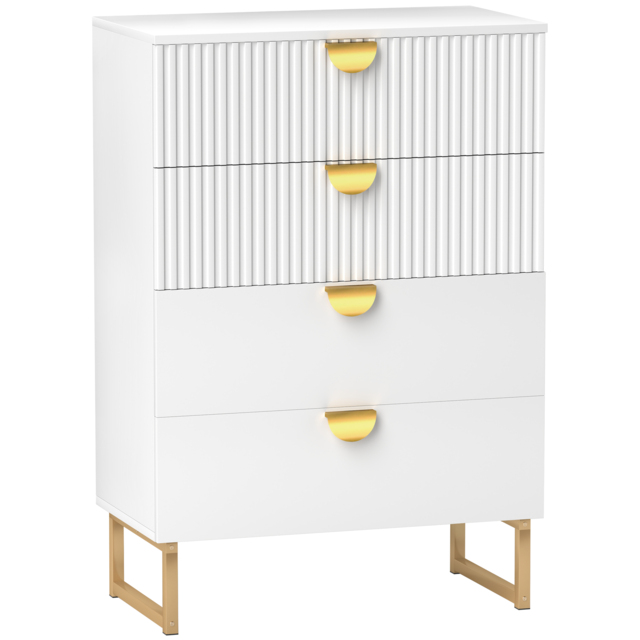HOMCOM Elegant Chest of Four Drawers - White by Aosom | ufurnish.com
