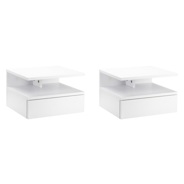 HOMCOM Floating Bedside Cabinet with Drawer and Open Shelf, Wall ...