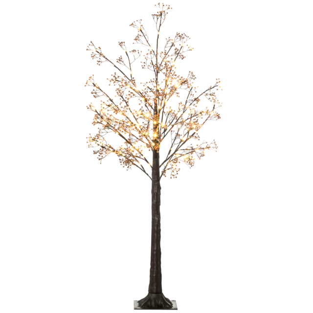 HOMCOM 5ft Artificial Gypsophila Blossom Tree Light with 96 Warm White ...