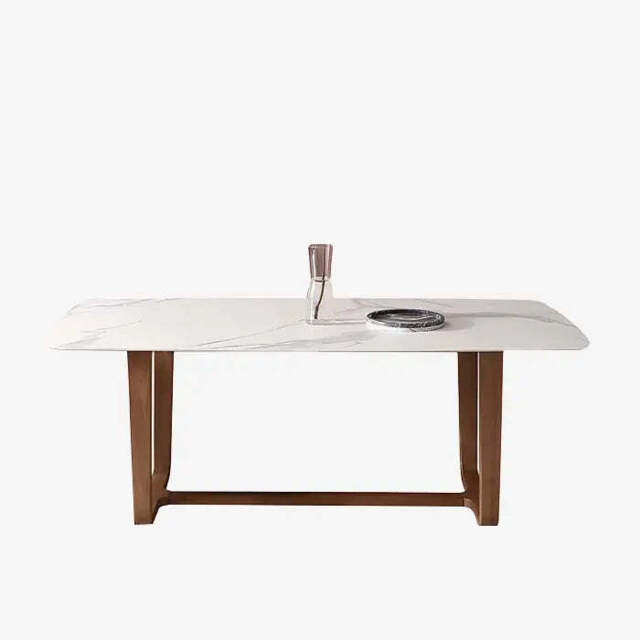 Araco Nova Dining Table Brown/White Ceramic/Walnut by Araco | ufurnish.com