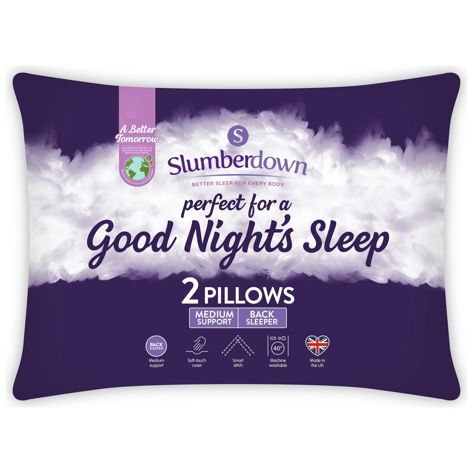 Slumberdown Good Nights Sleep Medium Pillow - 2 Pack by Argos ...