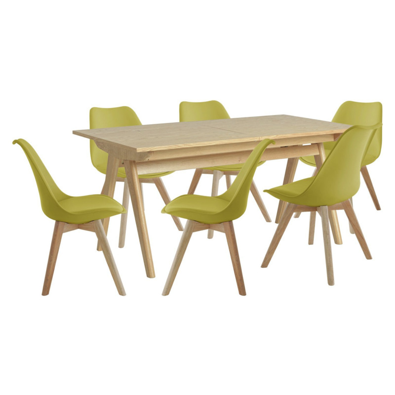 Habitat Jerry Wood Effect Dining Table & 6 Mustard Chairs by Argos ...