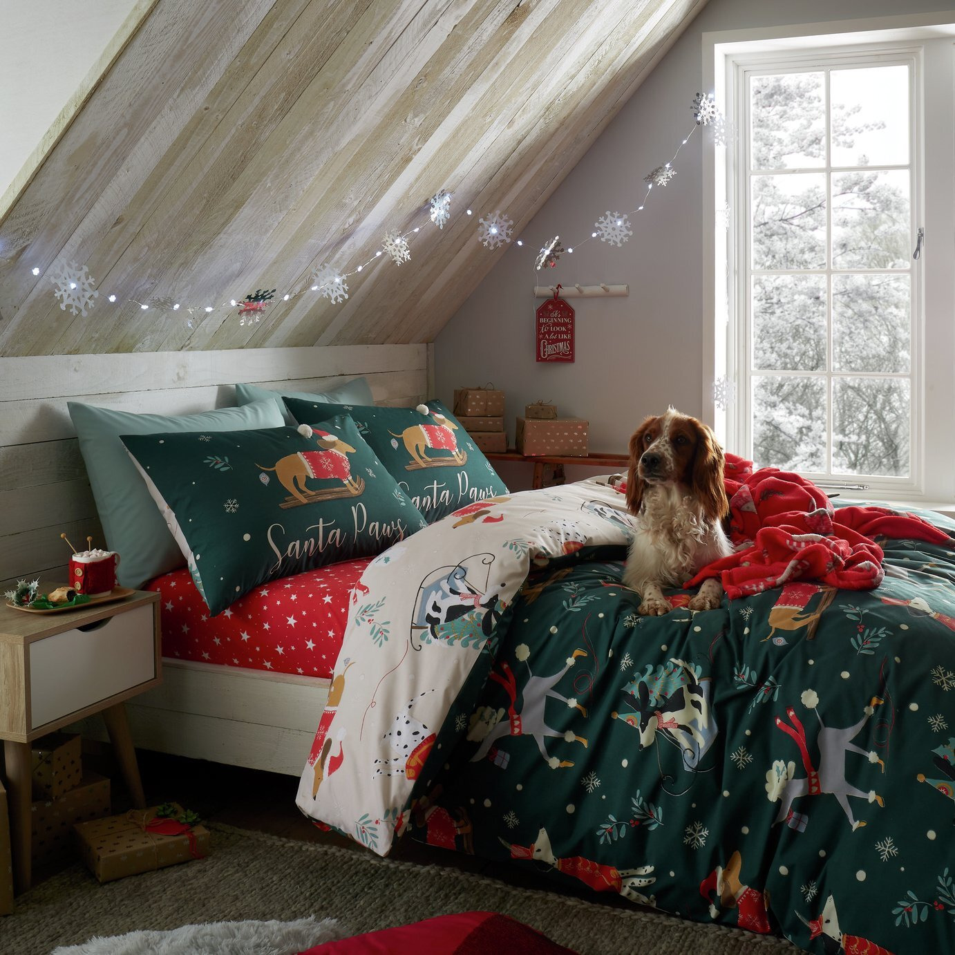Catherine Lansfield Santa Paws Christmas Bedding Set -Single by Argos ...