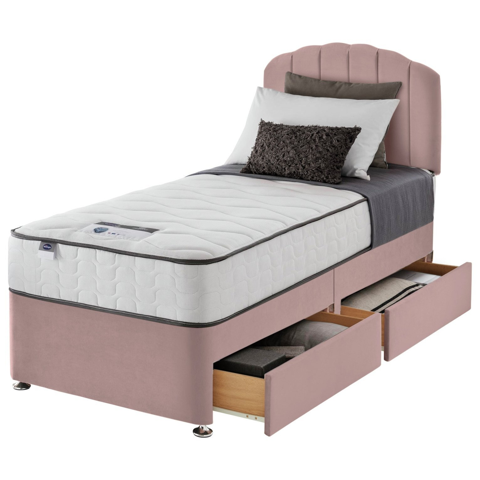 Silentnight Middleton Single 2 Drawer Divan Bed - Pink by Argos ...