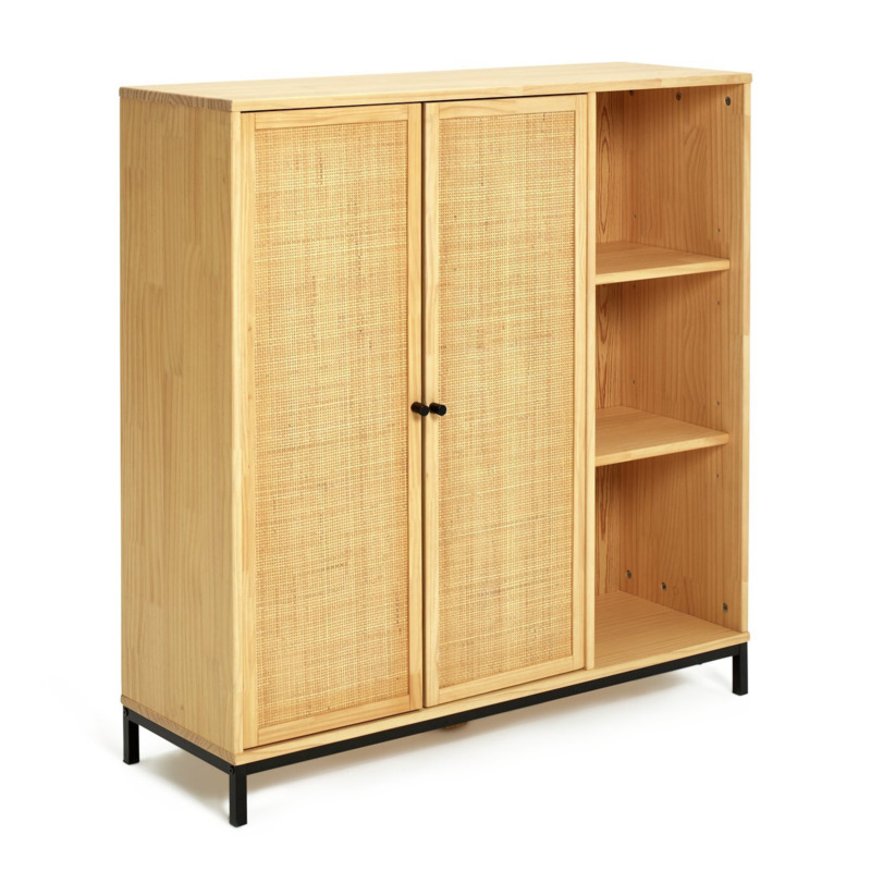 Habitat Elaina Wide Rattan Bookcase - Pine by Argos | ufurnish.com