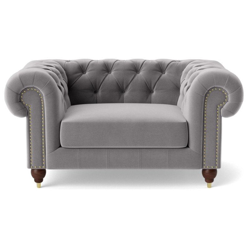 Swoon Winston Velvet Cuddle Chair - Silver Grey by Argos | ufurnish.com