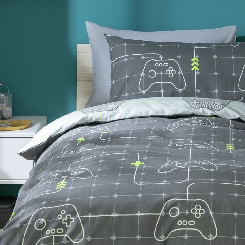 Home Glowing Gaming Joystick Grey Kids Bedding Set-Double by Argos ...