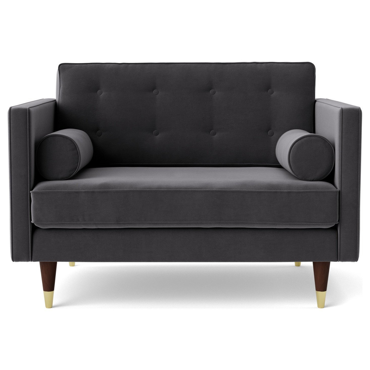 Swoon Porto Velvet Cuddle Chair - Granite Grey by Argos | ufurnish.com