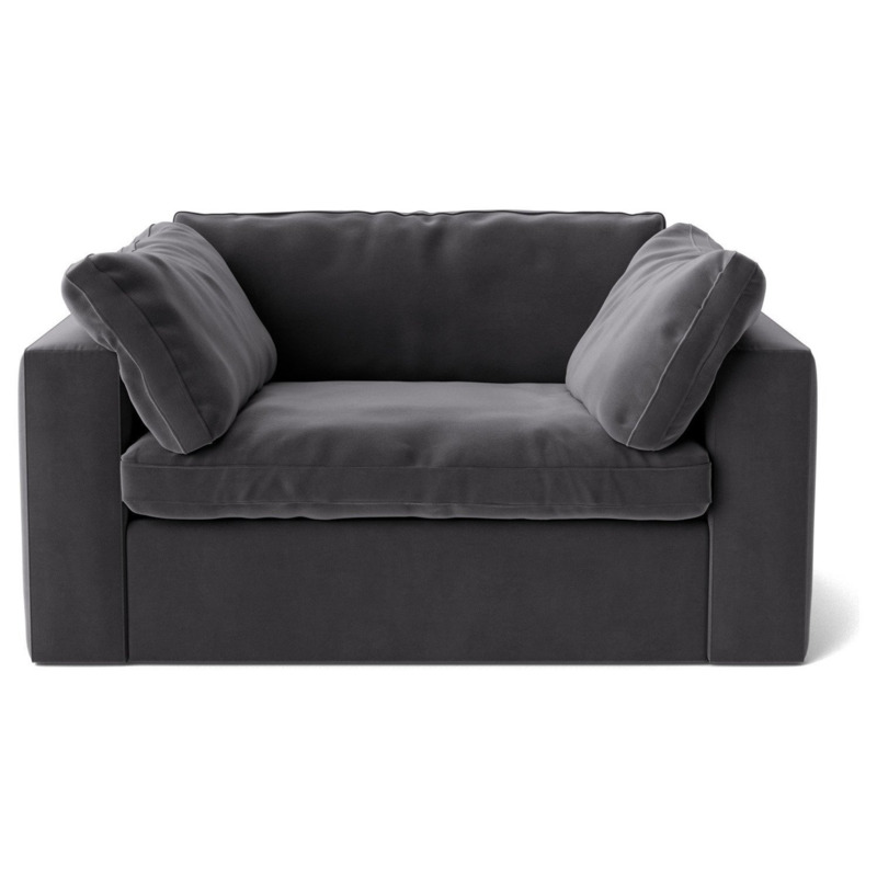 Swoon Seattle Velvet Cuddle Chair - Granite Grey by Argos | ufurnish.com