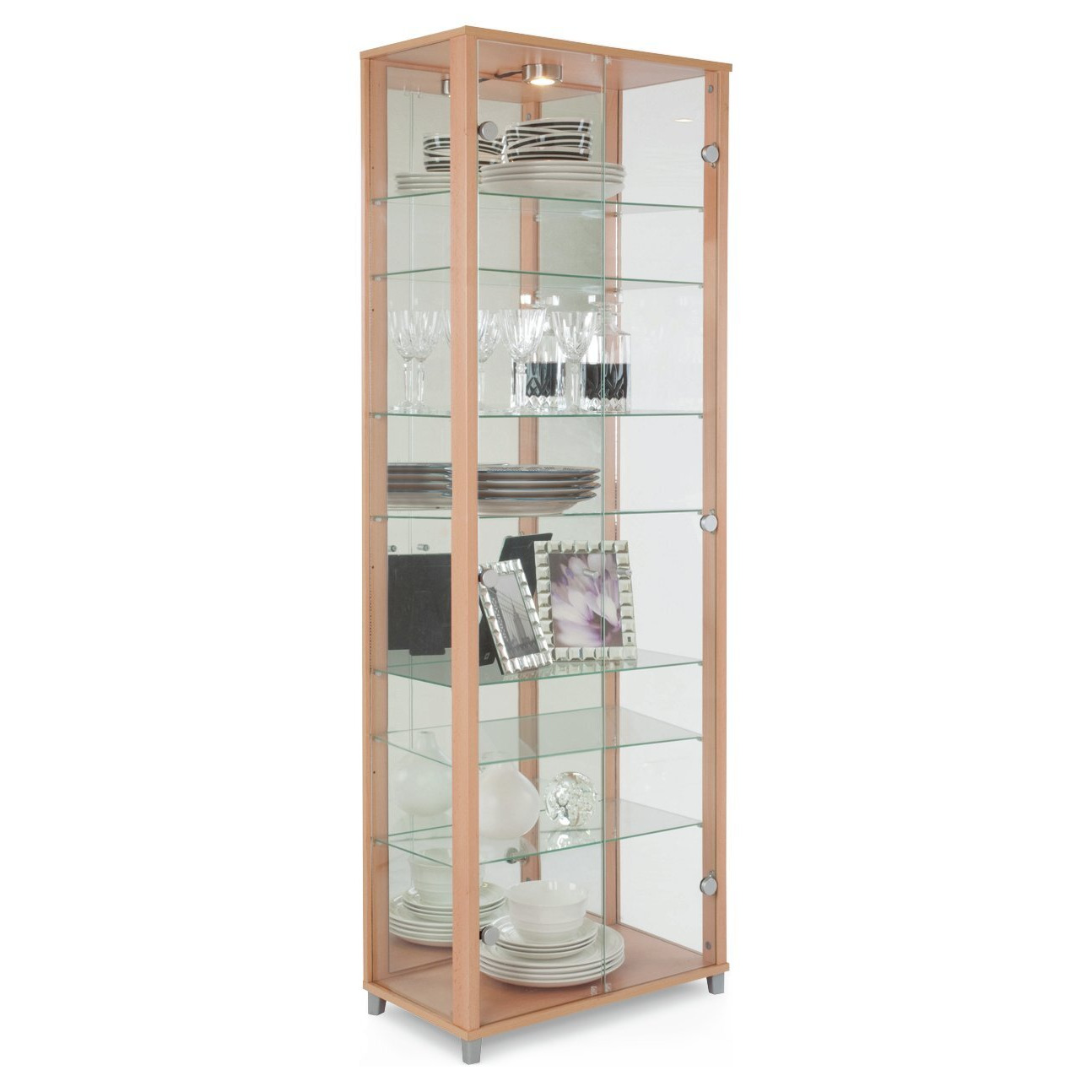 Argos Home 7 Shelf Glass Wide Display Cabinet - Beech Effect by Argos ...