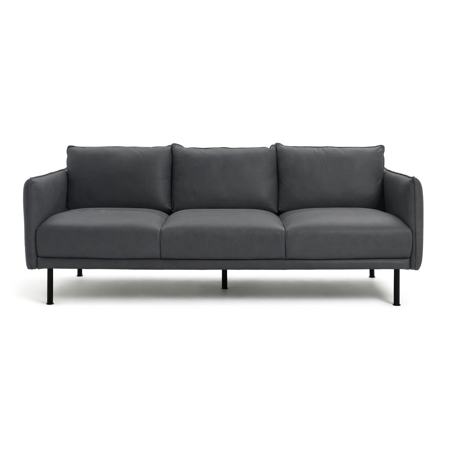 Habitat Moore Leather 4 Seater Sofa Dark Grey by Argos ufurnish