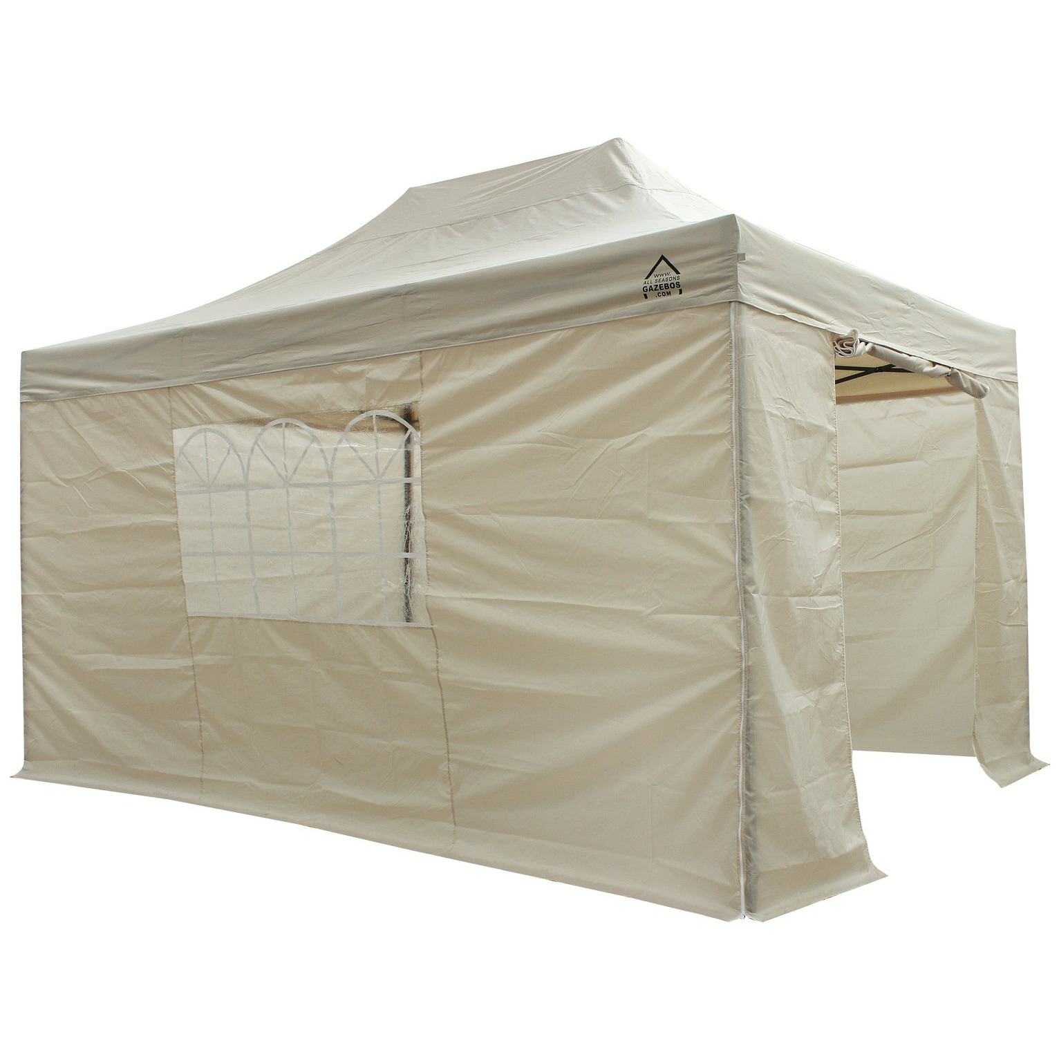 All Seasons 3mx4.5m Pop Up Garden Gazebo & Side Panels-Beige by Argos | ufurnish.com
