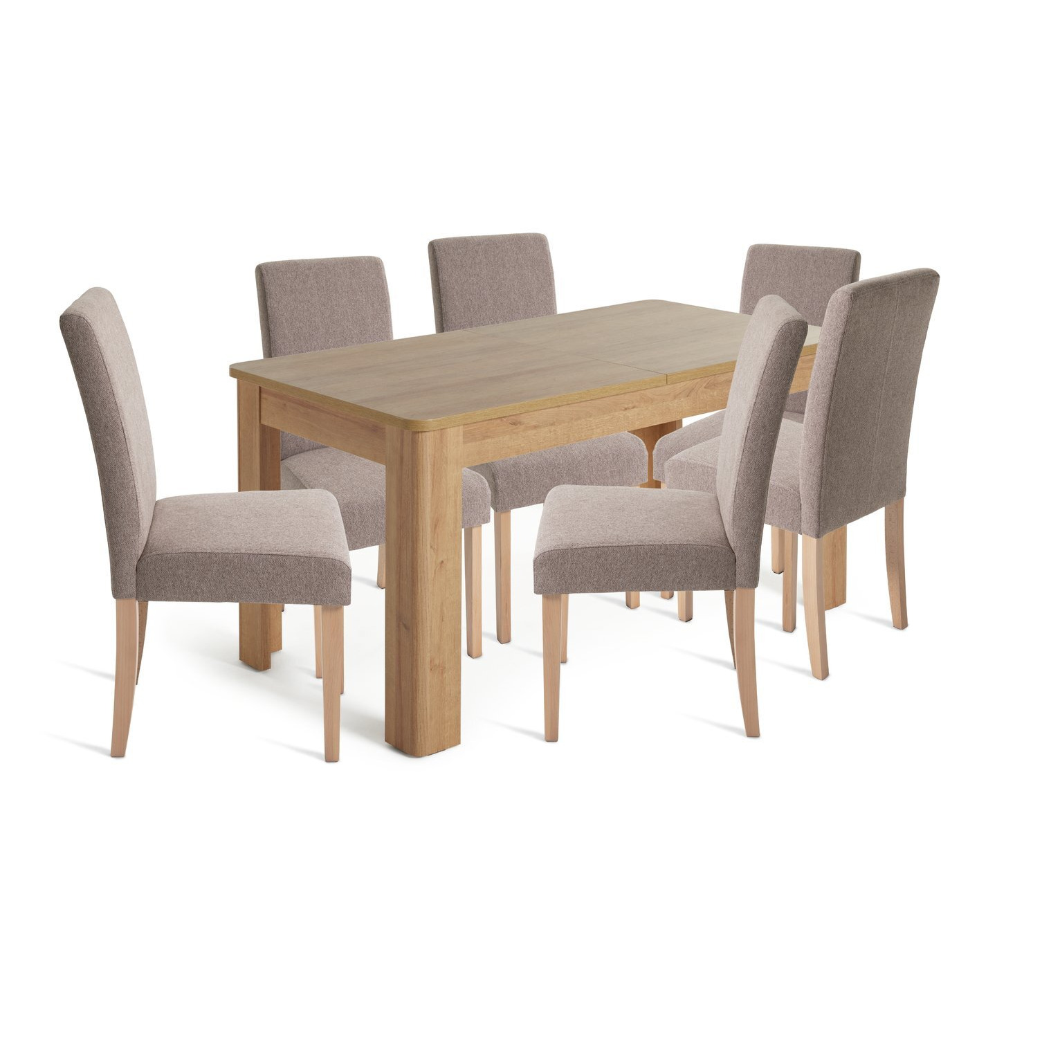 Argos Home Miami Oak Curve Dining Table & 6 Brown Chairs by Argos ...