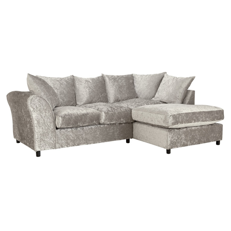 Argos Home Megan Velvet Right Hand Corner Chaise Sofa-Silver by Argos ...