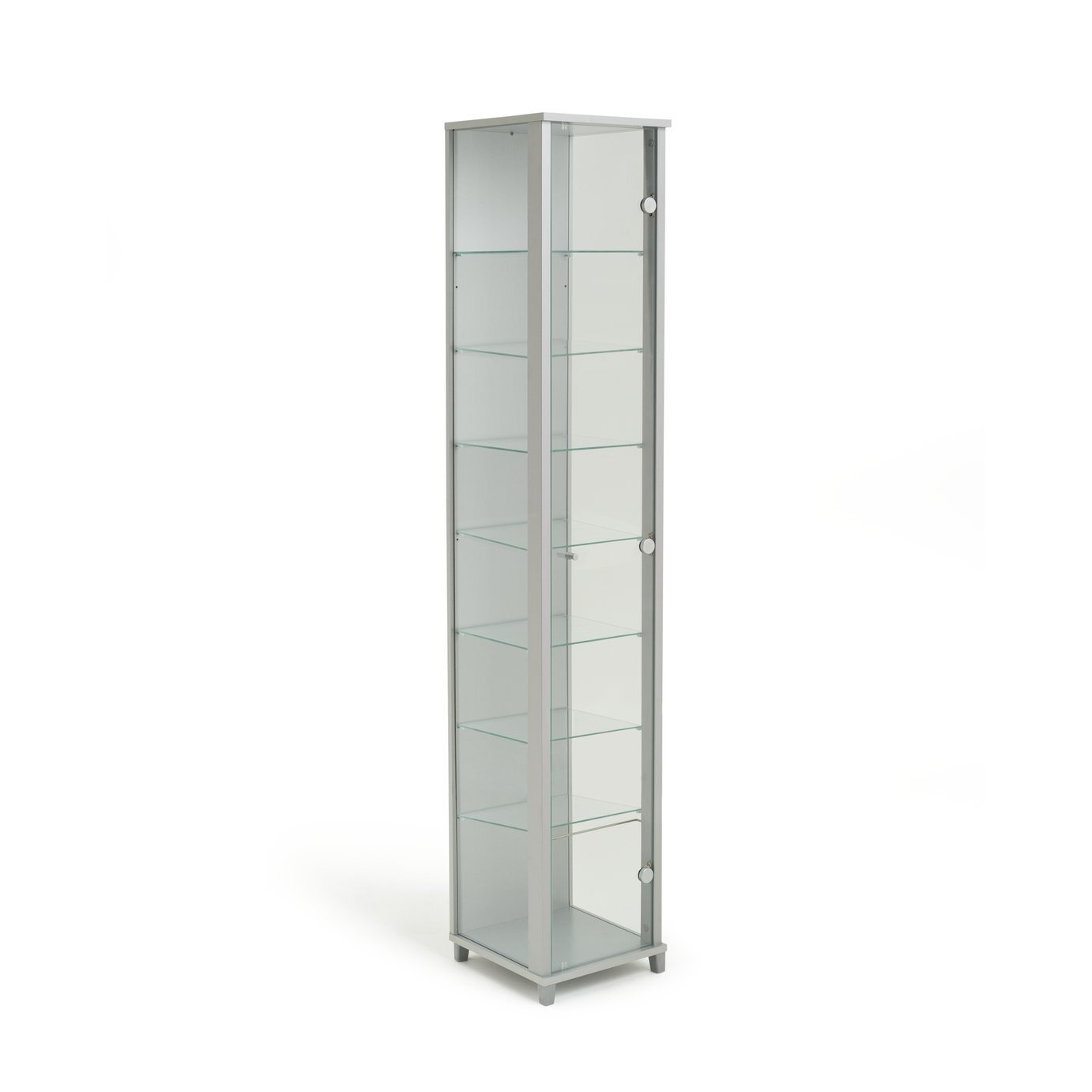 Argos Home 7 Shelf Glass Narrow Display Cabinet - Silver by Argos ...
