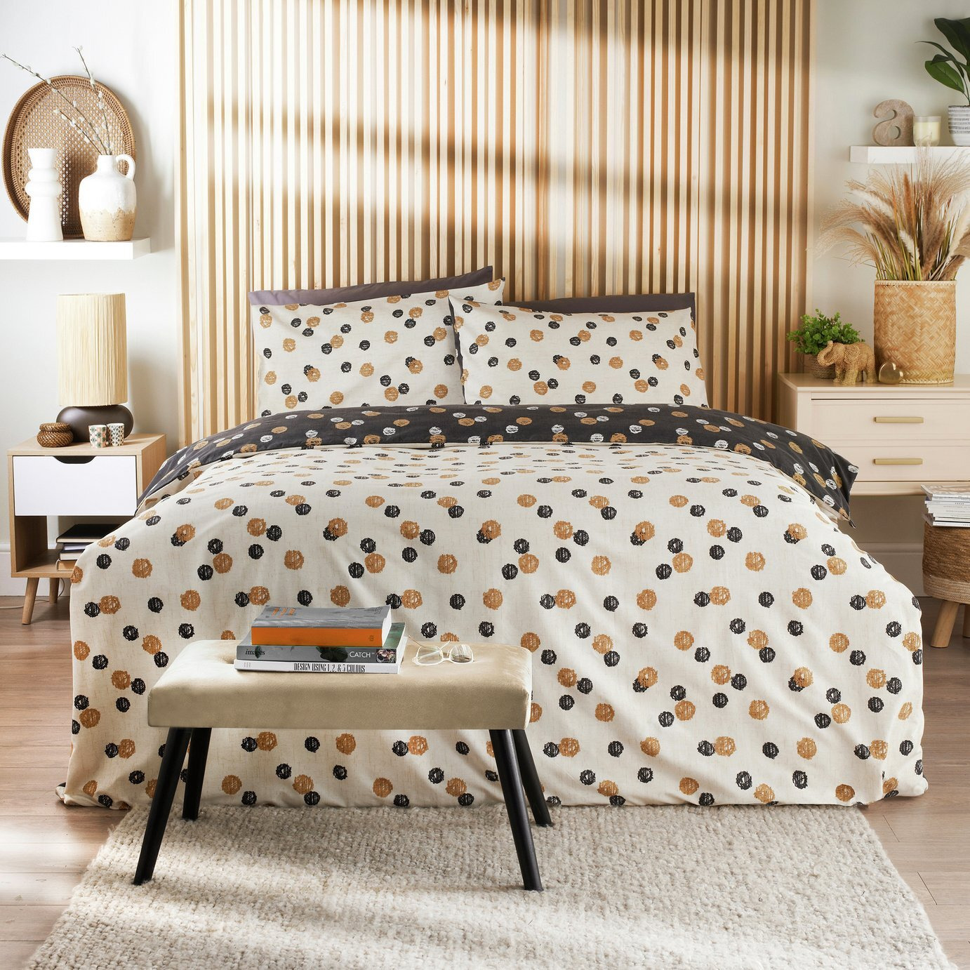 Cosmo Living Neutral Dot Black & White Bedding Set - Double by Argos ...