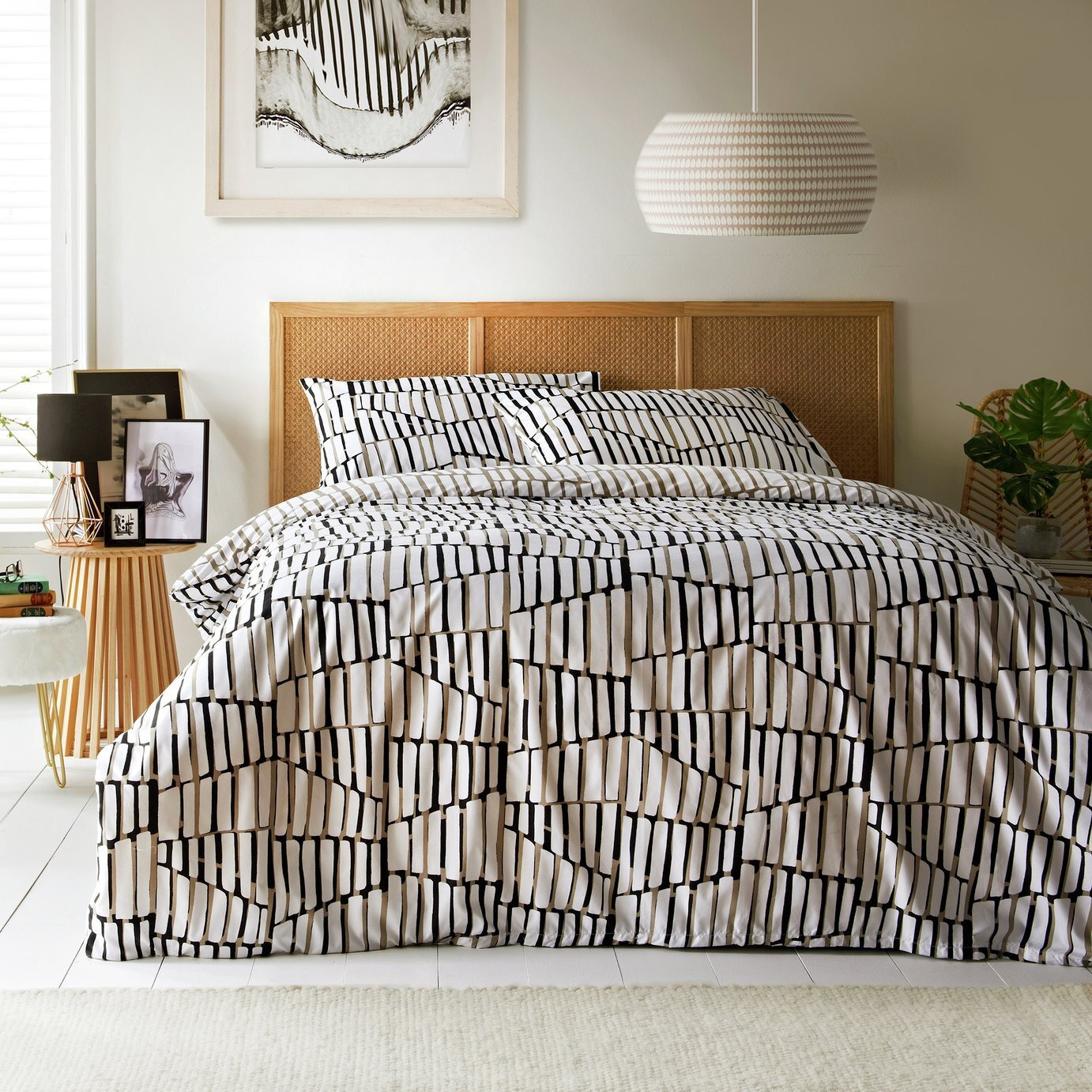 Cosmo Living Geo Printed Natural Bedding Set - Double by Argos ...