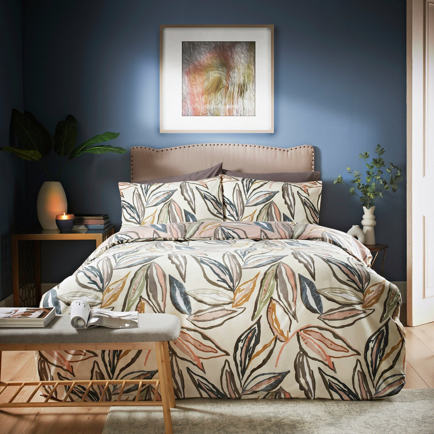 Cosmo Living Multi Leaf Natural Bedding Set - Single by Argos ...